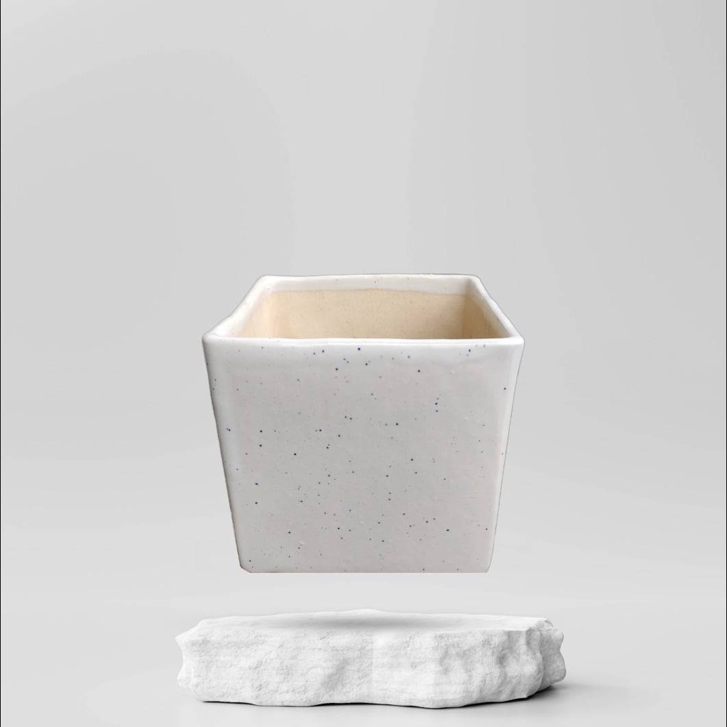 Buy 5" Dotted Square White Ceramic Pot @ ₹219.00 Online in Ahmedabad