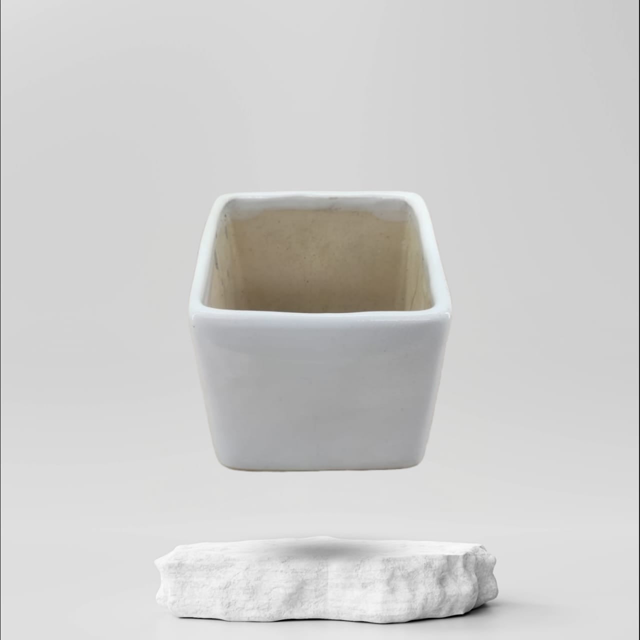 Buy 5" White Square Ceramic Pot @ ₹249.00 Online in Ahmedabad